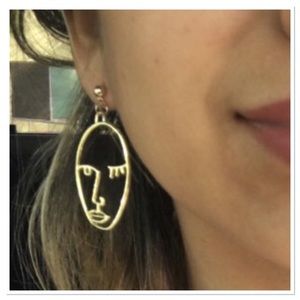 Jewelry | Gold Abstract Face Earrings | Poshmark